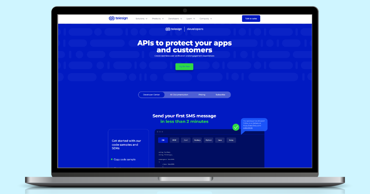Exploring our self-service and developer experience - Telesign